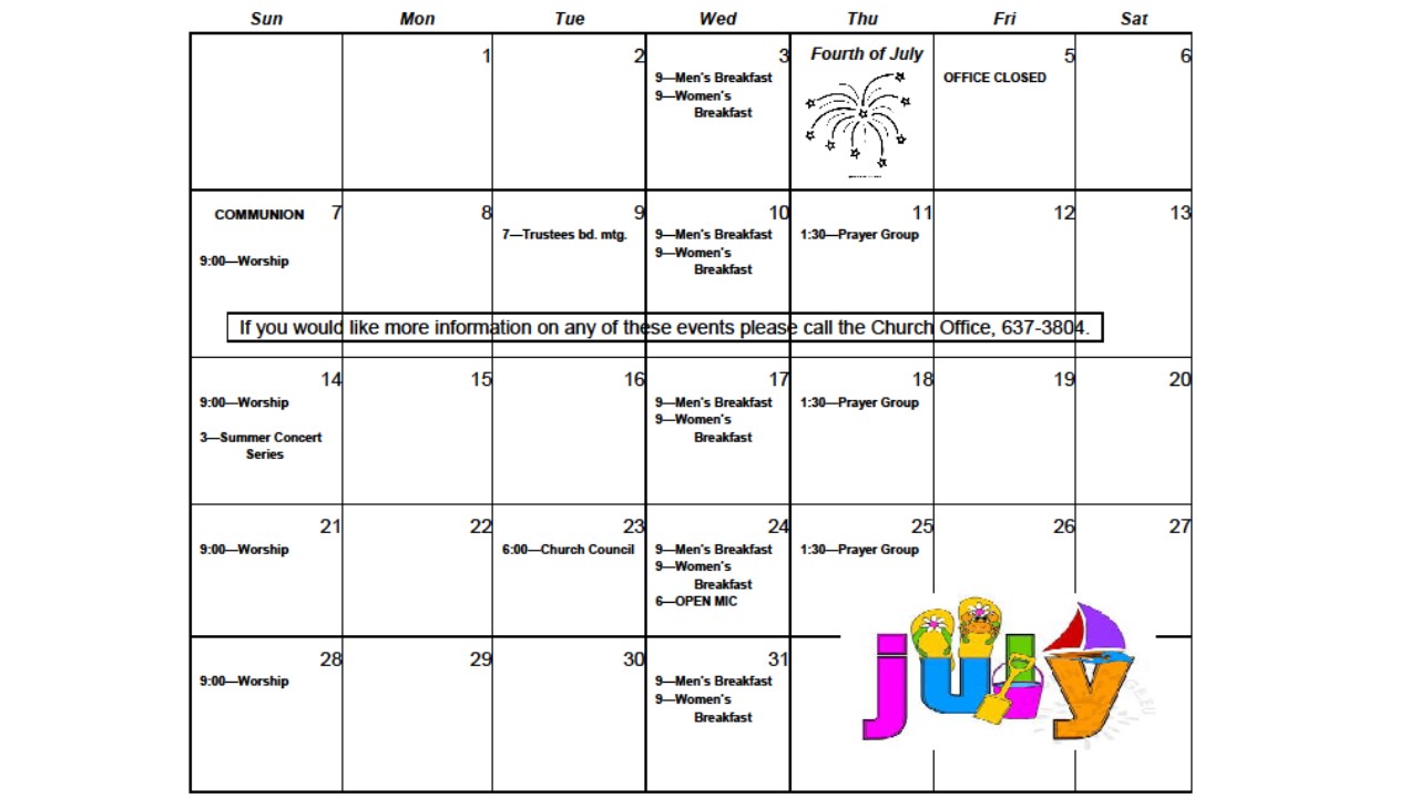 Calendar | First Congregational Church